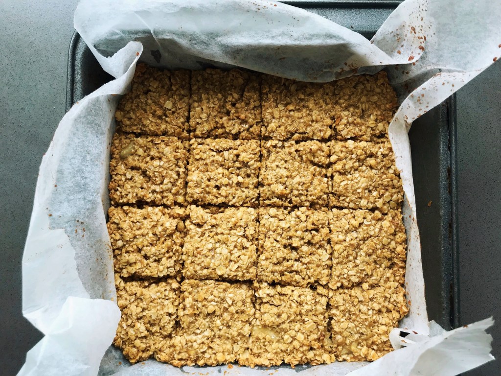 Chewy Banana Flapjacks with Chocolate Topping – AKitchenofGoodThings